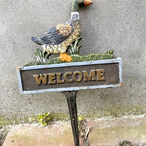 Vintage Cast Iron Garden Stake - Garden Sign "welcome" - Duck - Etsy