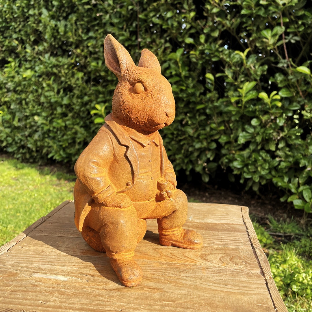 Garden Sculpture - Rabbit With Pipe| English Garden | Peter Rabbit - Etsy