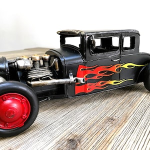 Iconic Hot Rod - Old Timer With Flame Drawing - Tin Model Car - Etsy