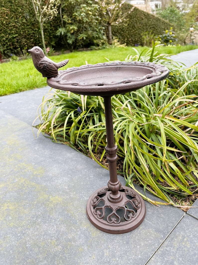 Beautiful Cast Iron Bird Bath on Tall Base - 38.5 Cm/ 15.16 Inch - Etsy