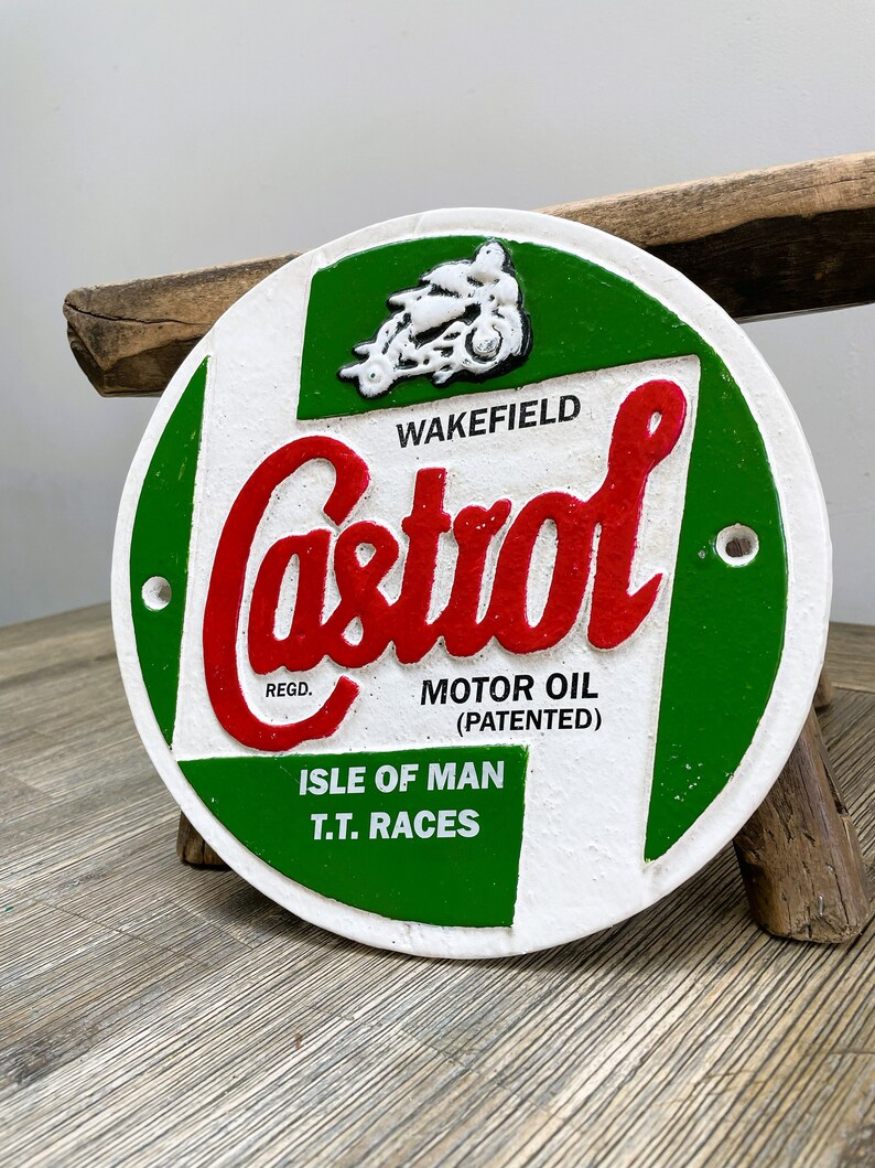 Superb Cast Iron Garage Sign Castrol Oil Isle of Man TT - Etsy