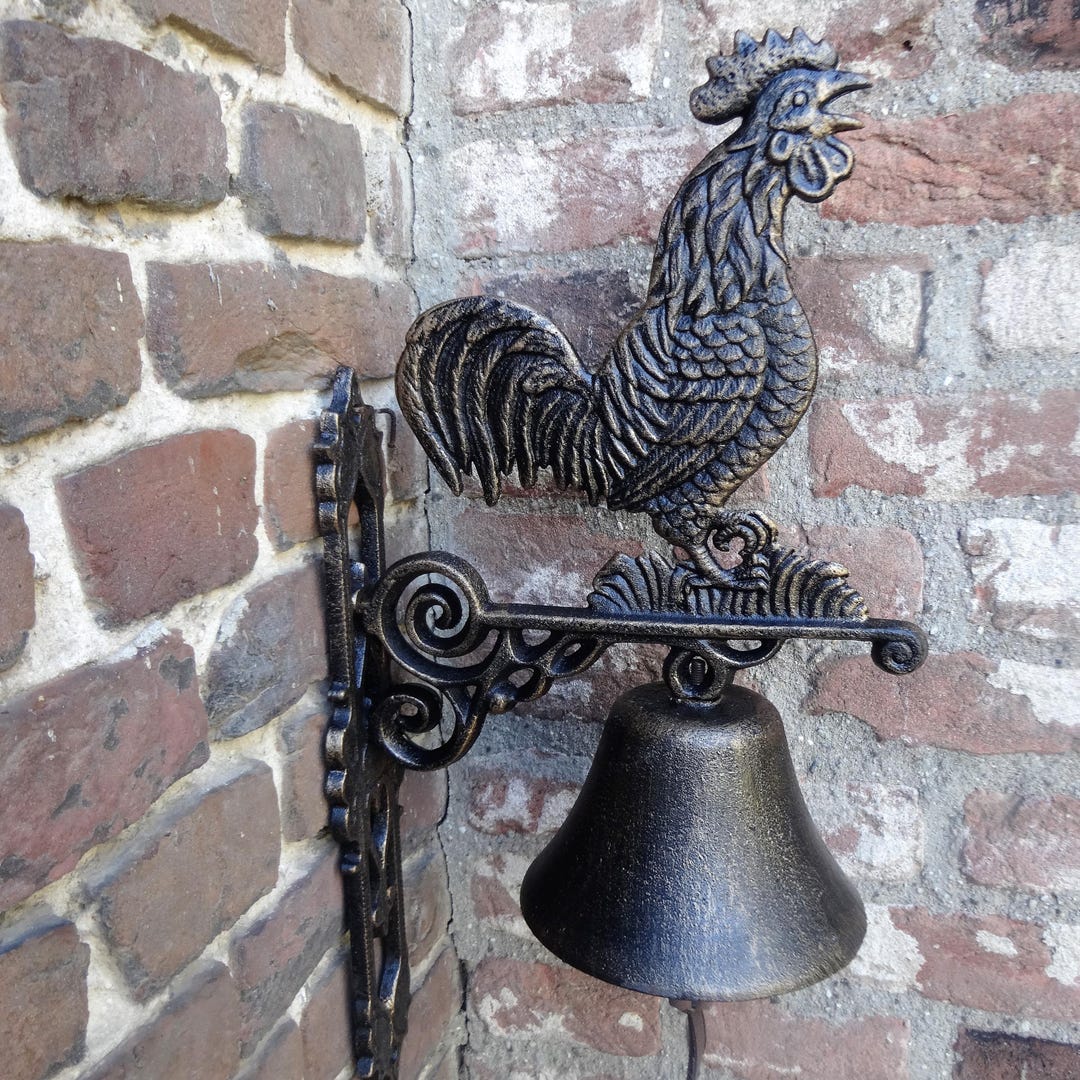 Cast Iron Wall Bell - Bronze-coloured Rooster - Bell With Crowing ...
