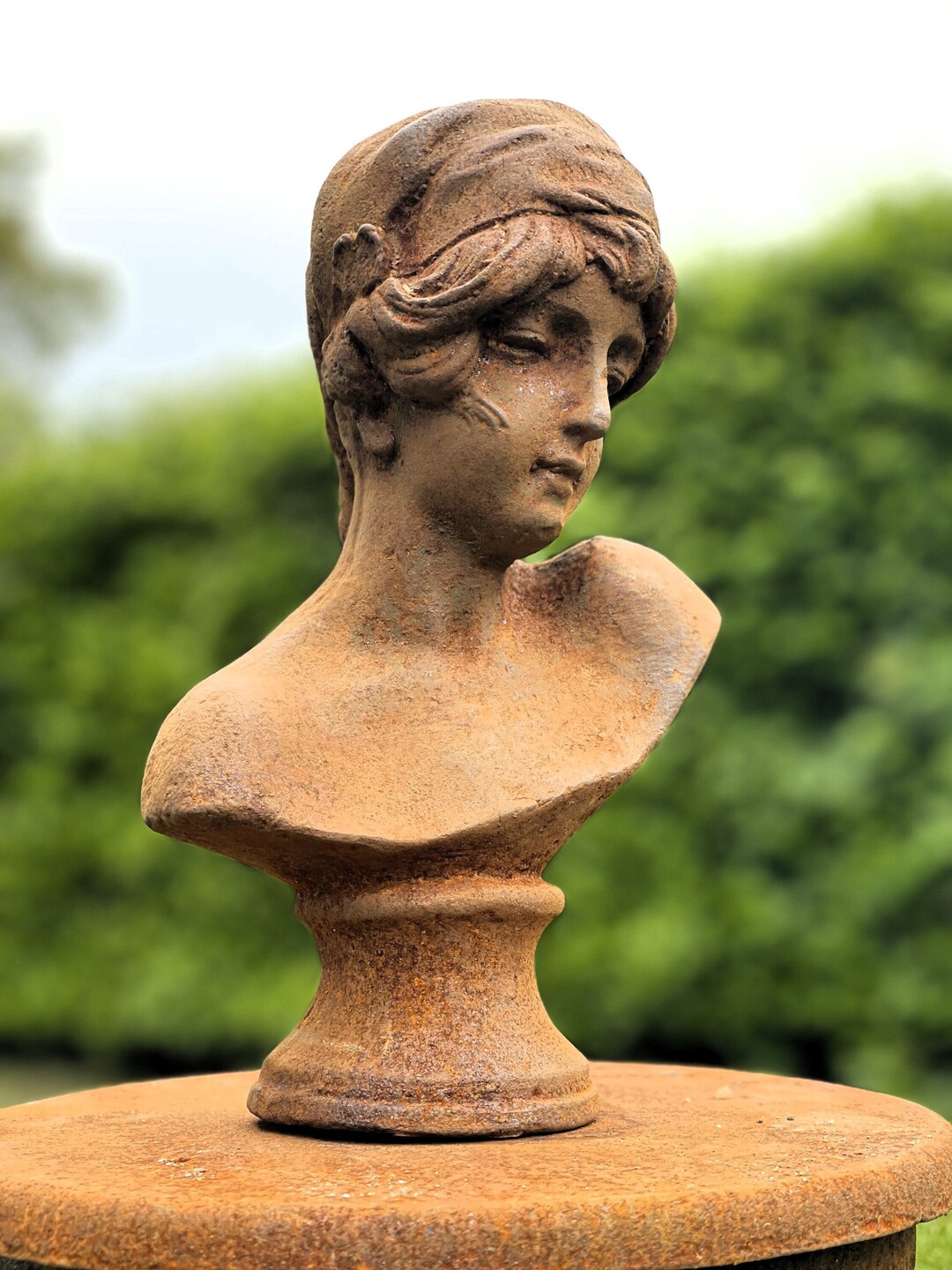 Classic Bust - Lady With Headscarf- Cast Iron Sculpture - Etsy