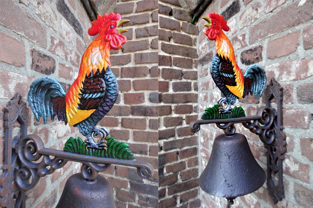 Cast Iron Wall Bell Colourful Rooster Bell With Crowing - Etsy