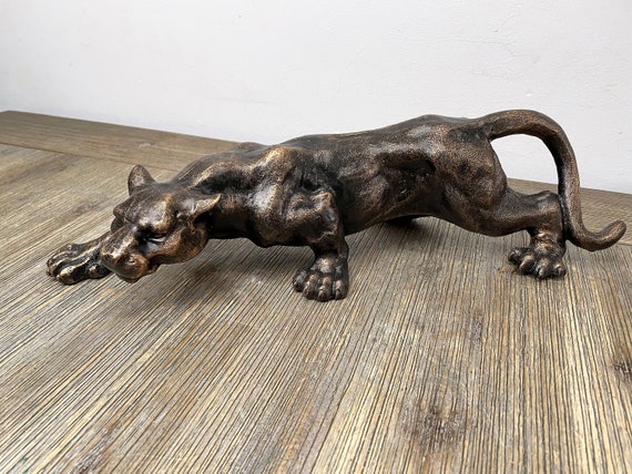 Hunting Panther Cast Iron Leopard Bronze Patina | Etsy