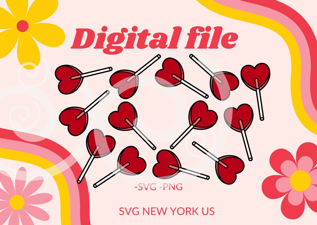 Hearts Lollipop Full Wrap SVG Png Digital File - Etsy