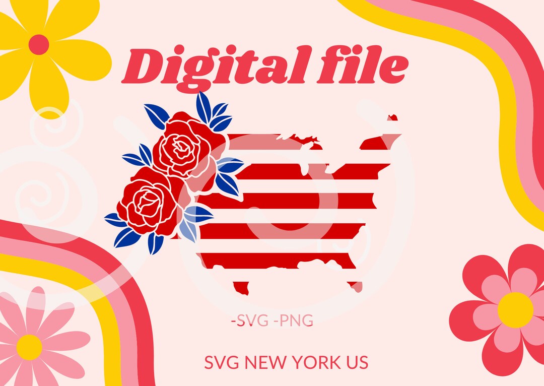 Floral Usa Map , Floral US Map Svg Png Digital File - Etsy