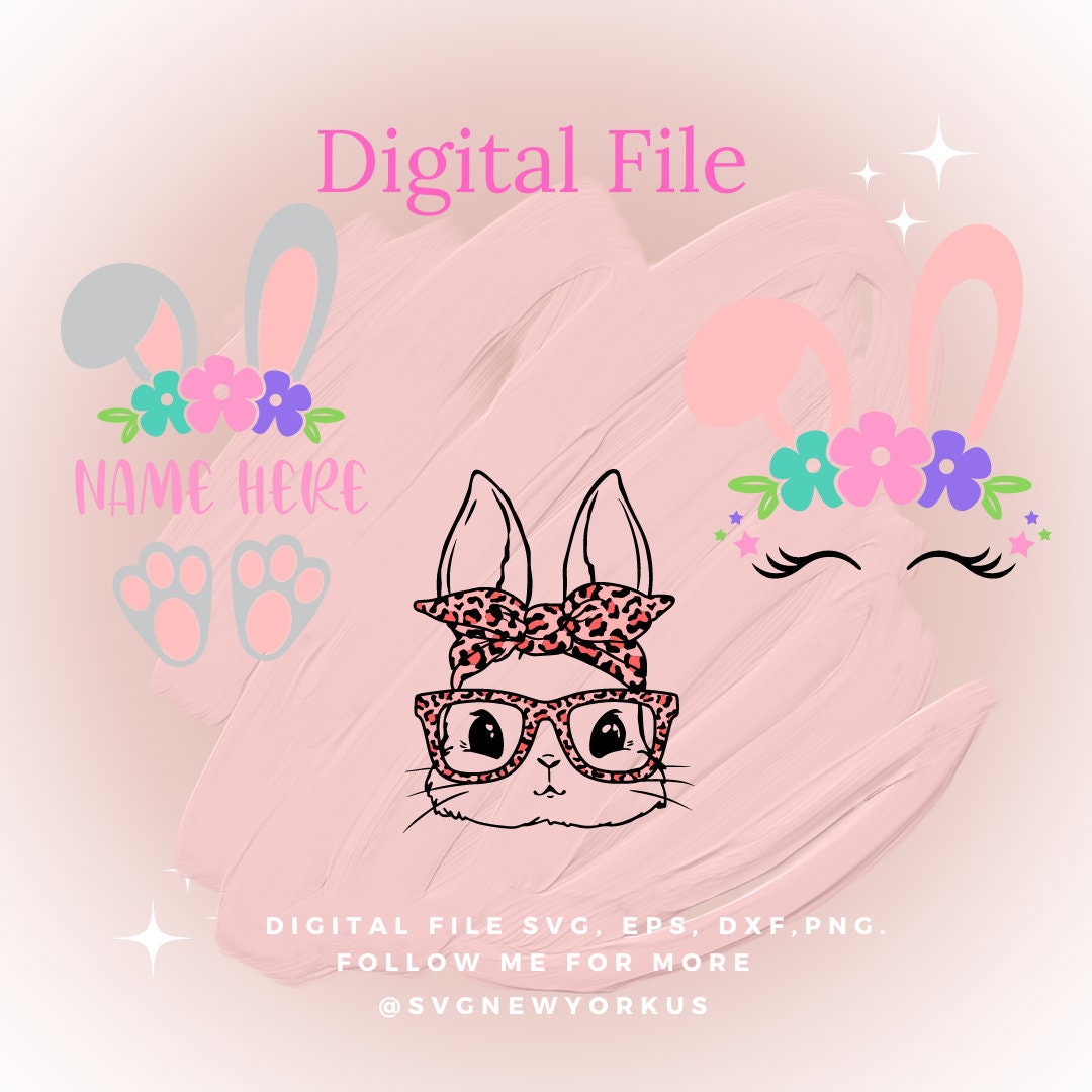 Bunny Easter Png, Svg Digital File , Bunny Face and Ears Easter Image ...