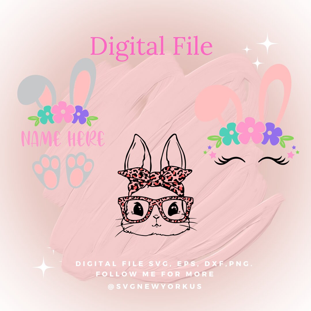 Bunny Easter Png, Svg Digital File , Bunny Face and Ears Easter Image ...