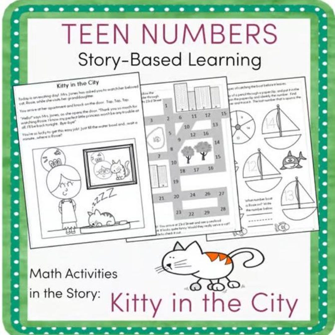 Kitty in the City: Story Based Workbook for Teen Numbers - Etsy