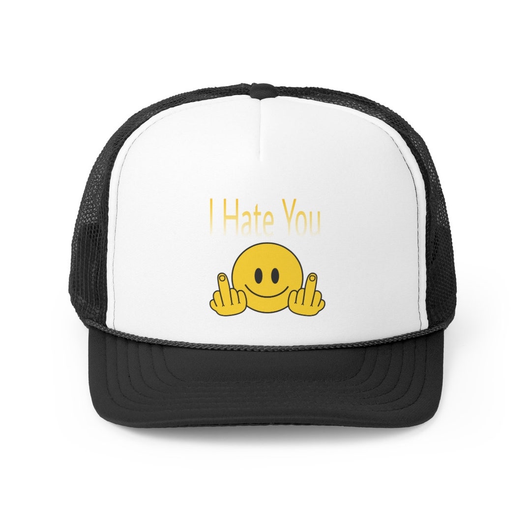 I Hate You Middle Fingers Emoji Funny Trucker Caps - Etsy