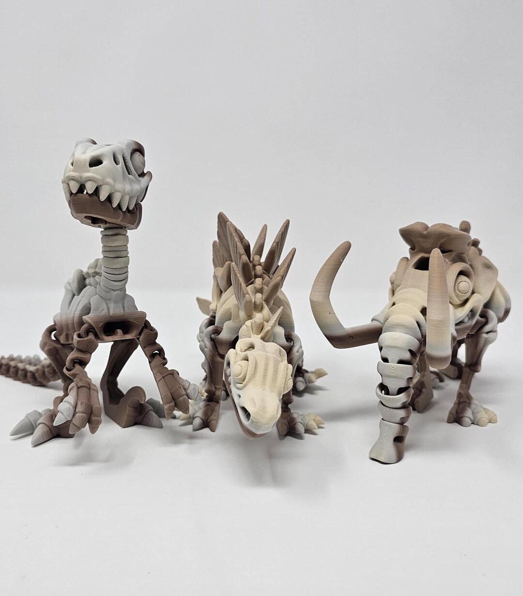 Flexi Skeleton Mammoth - Stegosaurus - Raptor | 3D Printed Flexi Fidget ...