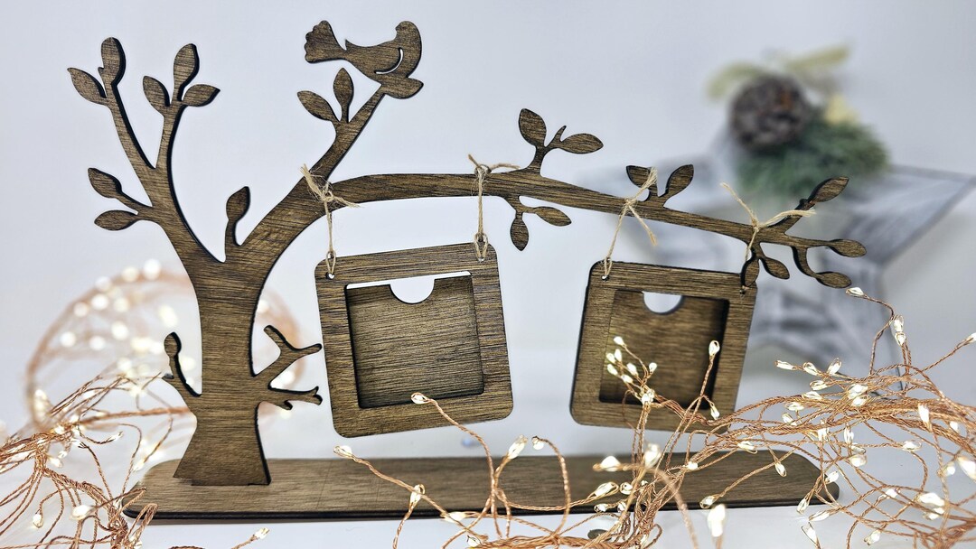 Rustic Wooden Tree Photo Holder With Hanging Frames – Handcrafted ...