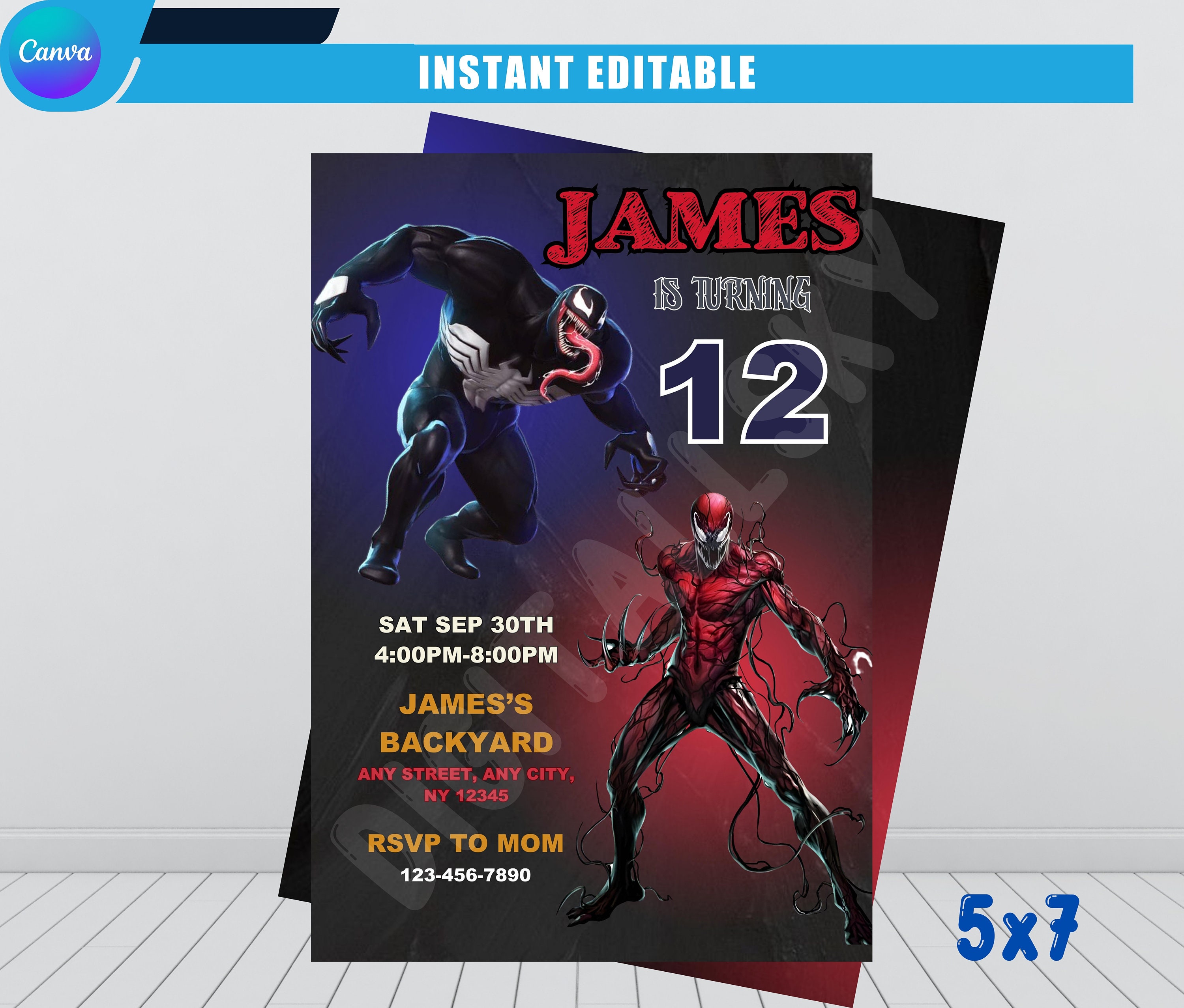 Venom Birthday Party Invite Venom Carnage Invitation - Etsy