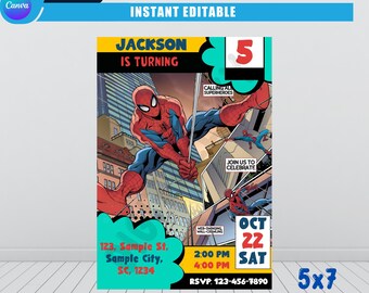 Spiderman Birthday Invitation Printable and Personalized - Etsy
