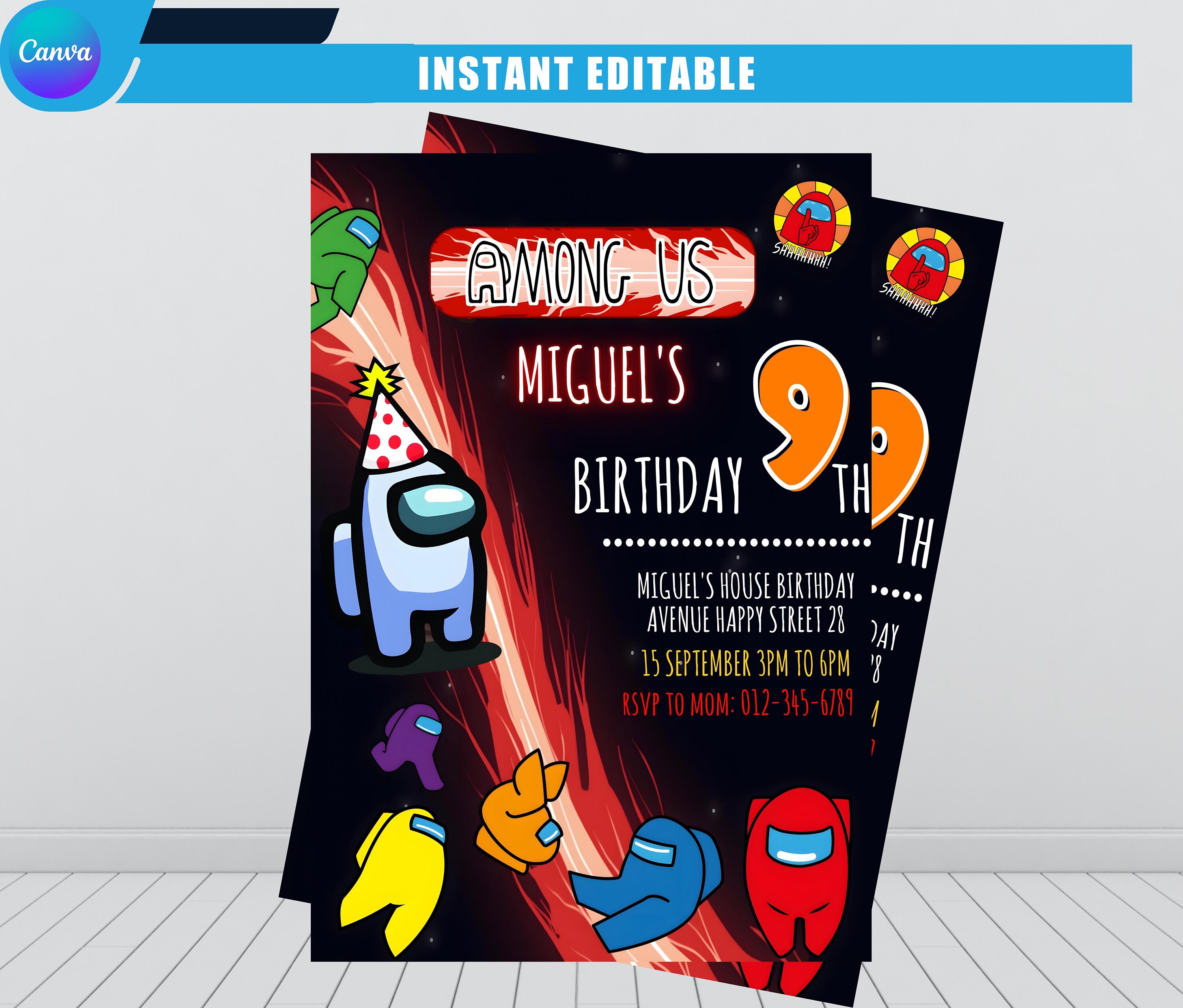 Personalized and Editable Among Us Themed Birthday Invitation - Etsy ...