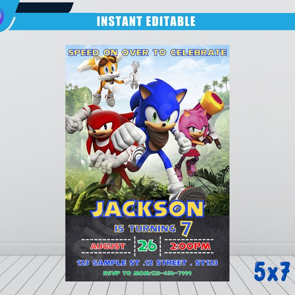 Sonic Invitation for Girls - Etsy