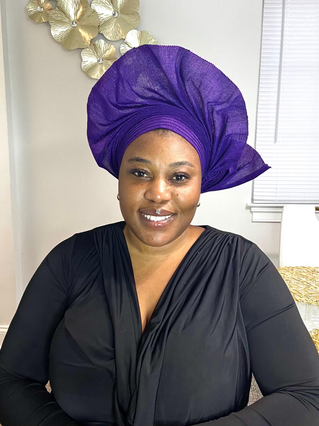 Pre-made Purple Aso Oke Headtie / Auto Gele - Etsy