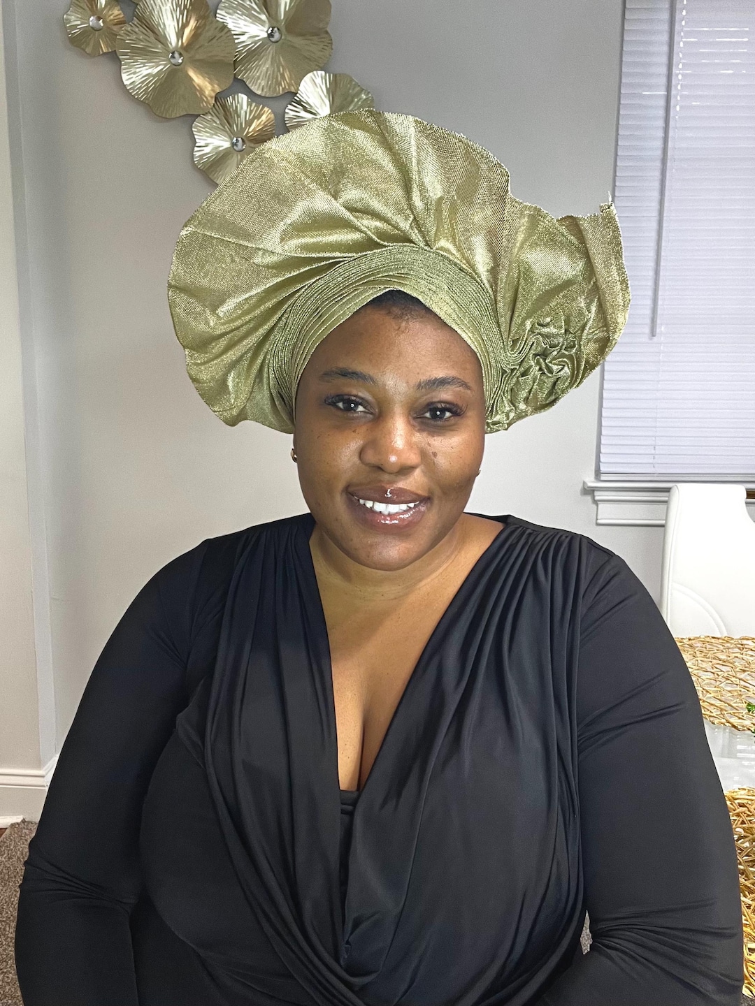 Pre-made Gold Aso Oke Headtie / Auto Gele - Etsy