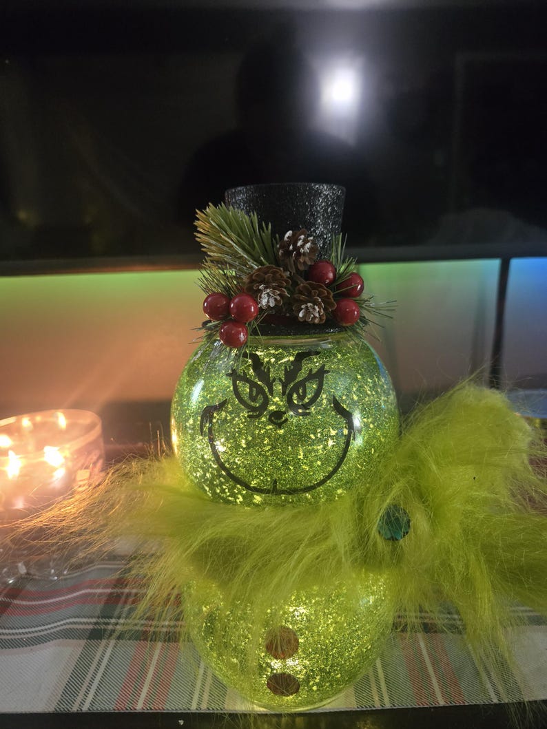 Light up Grinch Snowman One of a Kind - Etsy