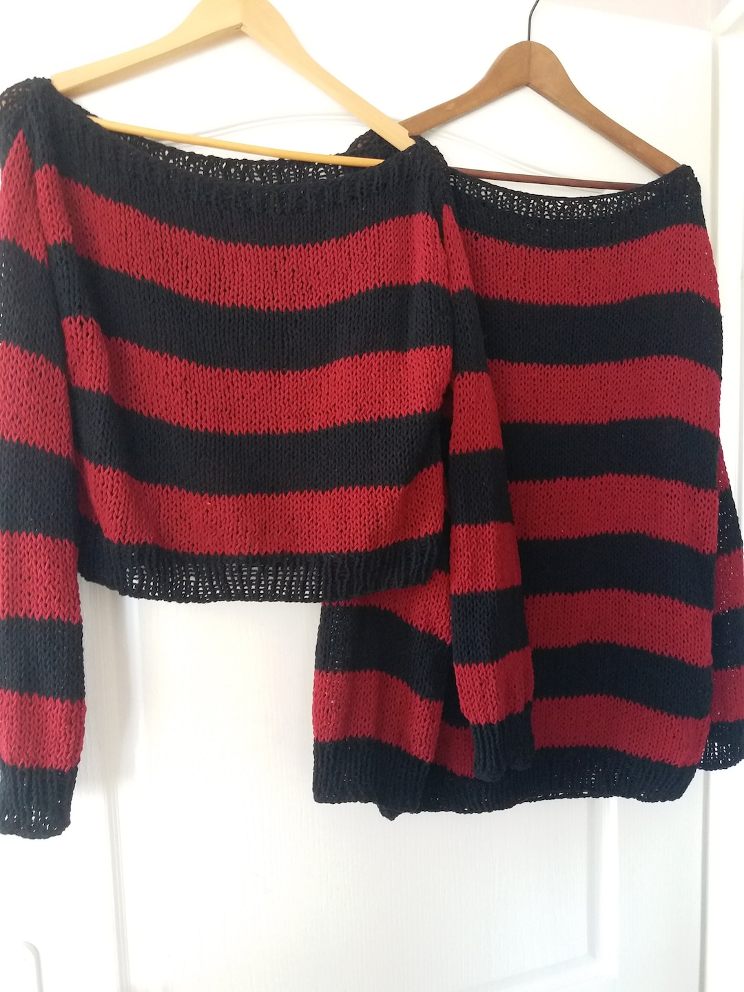 Striped Sweater, 90s Style Grunge Jumper, Nonbinary Punk Shirt, Red ...