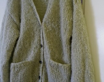 Kurt Cobain MTV Mohair Grunge Green Cardigan , Hand Knit Kurt Cobain MTV Mohair Grunge Green Cardigan , Hand Knit