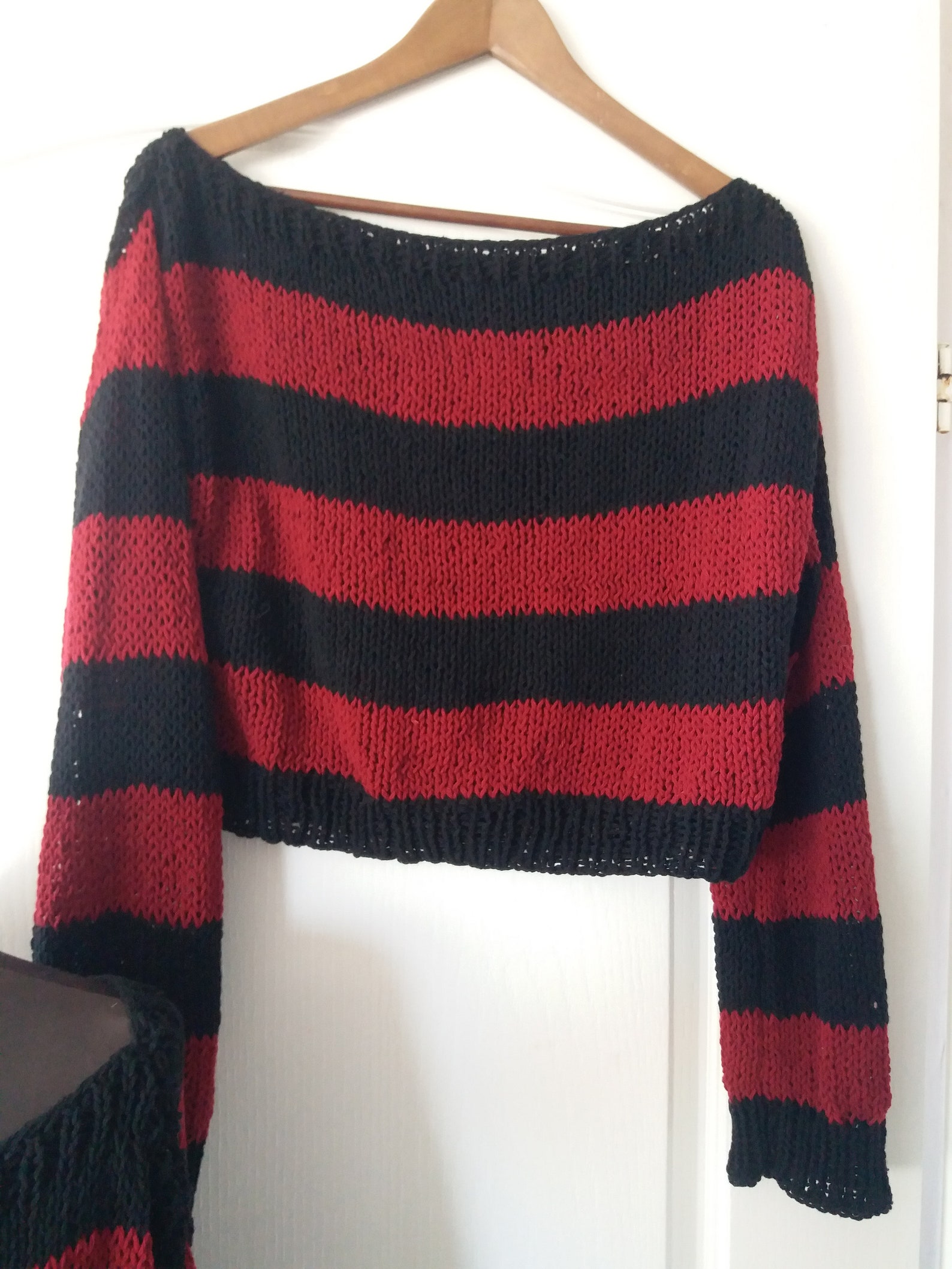 Striped Sweater, 90s Style Grunge Jumper, Nonbinary Punk Shirt, Red ...