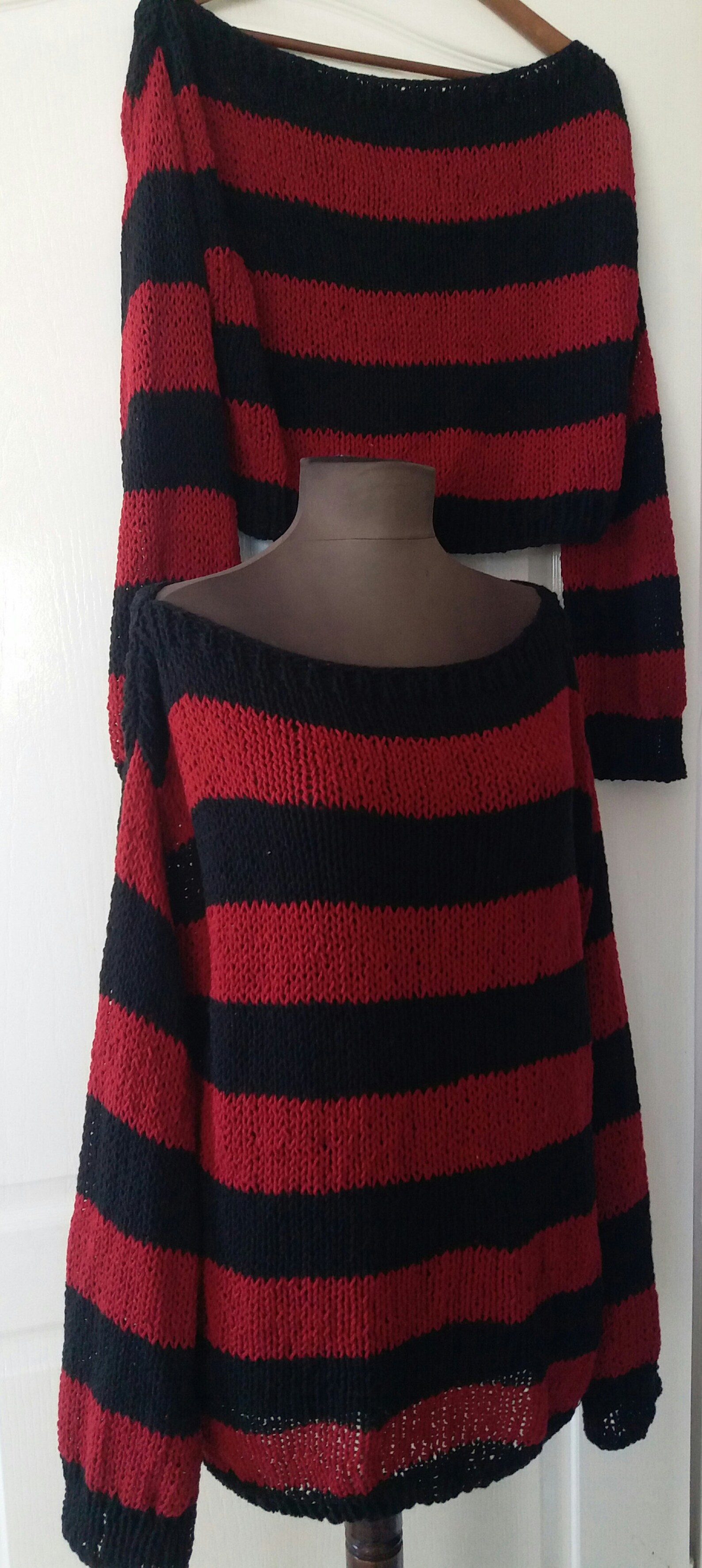 Striped Sweater, 90s Style Grunge Jumper, Nonbinary Punk Shirt, Red ...