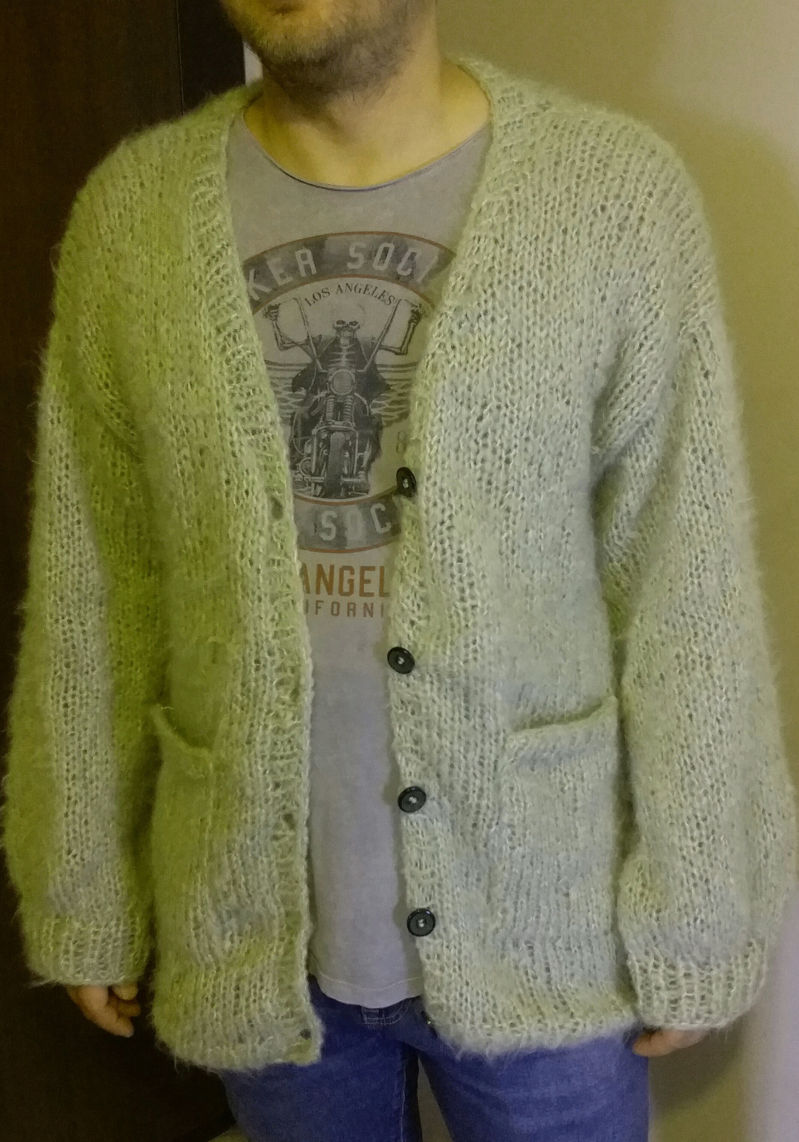 Kurt Cobain MTV Mohair Grunge Green Cardigan , Hand Knit Crochet ...