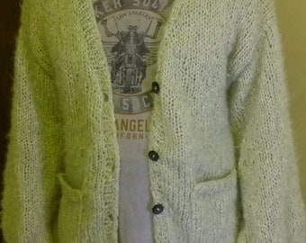 Kurt Cobain MTV Mohair Grunge Green Cardigan , Hand Knit Kurt Cobain MTV Mohair Grunge Green Cardigan , Hand Knit