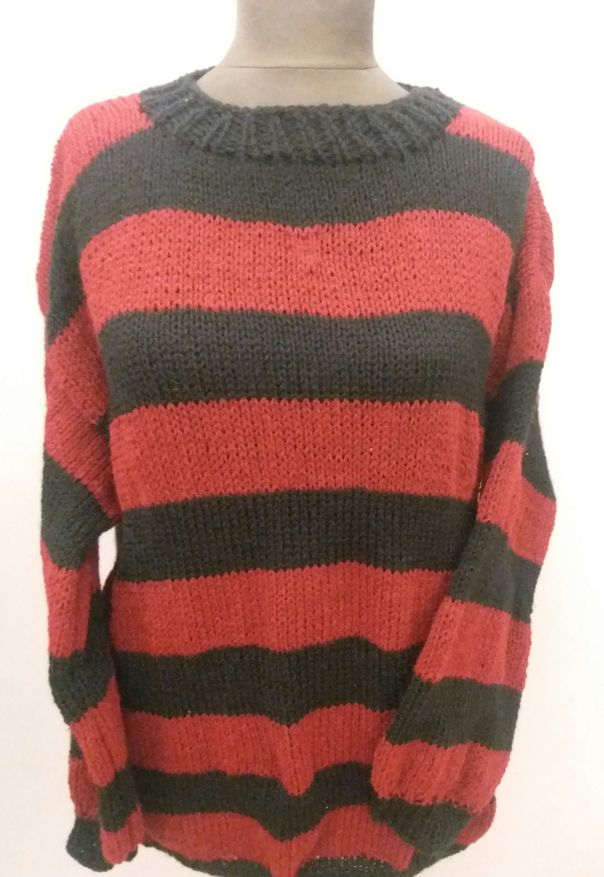 Kurt Cobain Red and Black Striped Jumper Oversize Sweater, Mens Grunge ...