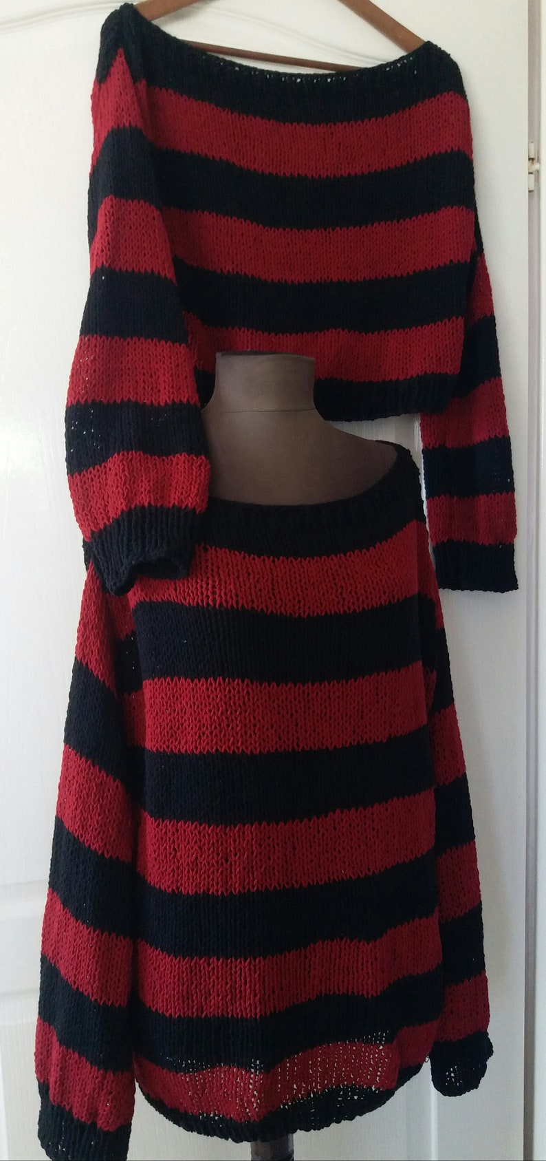 Striped Sweater, 90s Style Grunge Jumper, Nonbinary Punk Shirt, Red ...