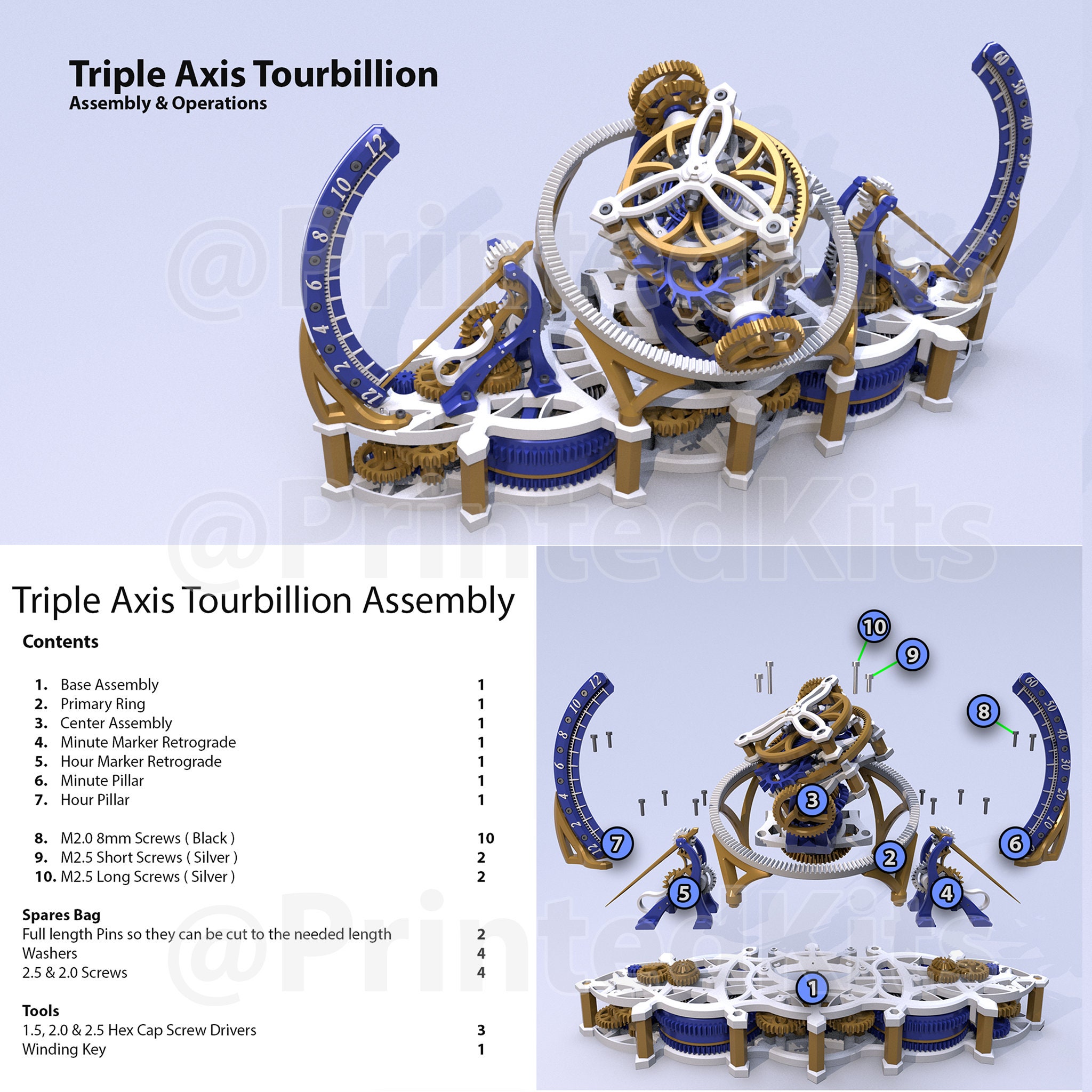 Triple Axis Tourbillion Clock Gift Set - Etsy