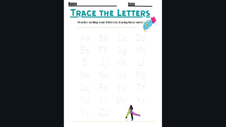 Trace Your Letters Single Sheet - Etsy