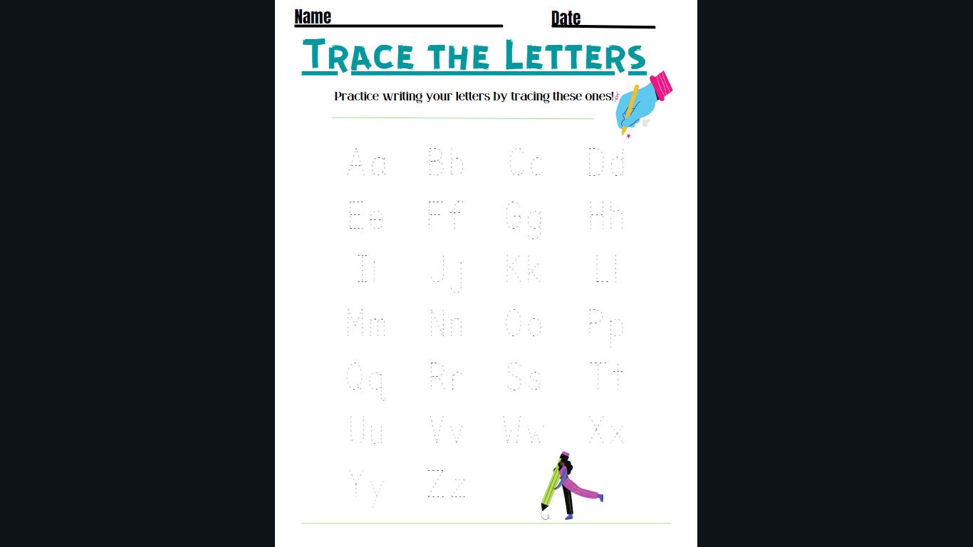 Trace Your Letters Single Sheet - Etsy