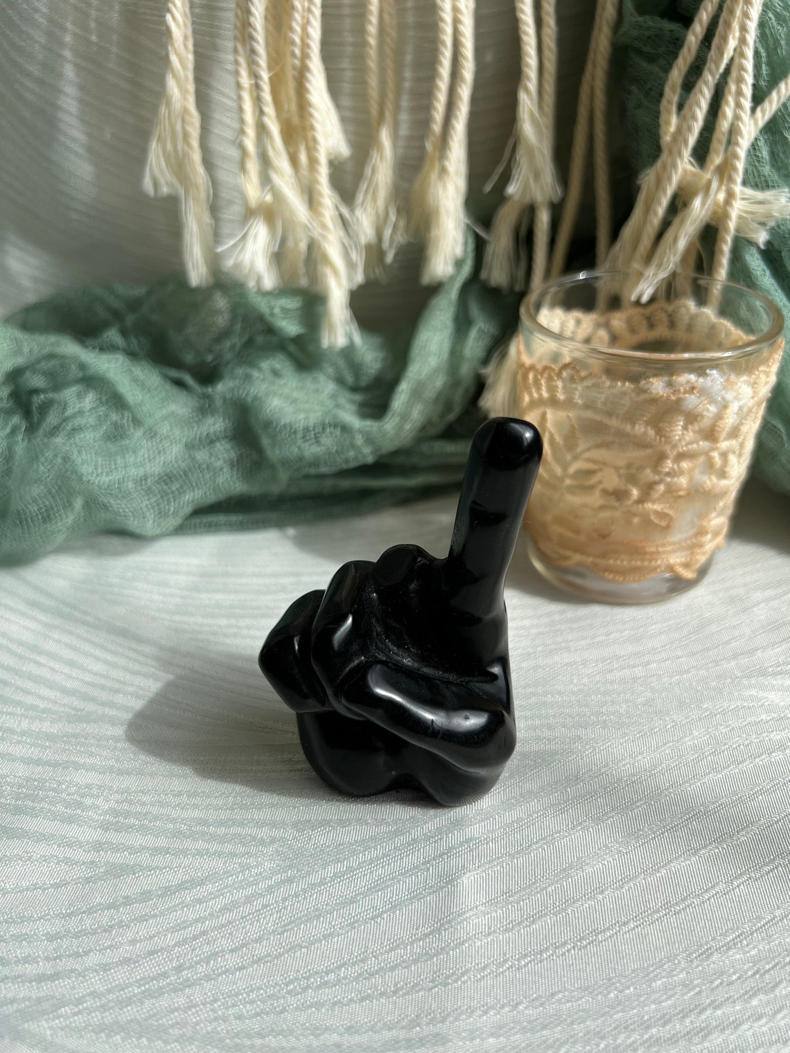 Black Obsidian Middle Finger Crystal Carving Index Finger Carving - Etsy