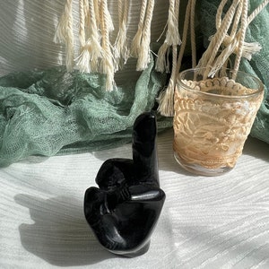 Black Obsidian Middle Finger Crystal Carving Index Finger Carving - Etsy