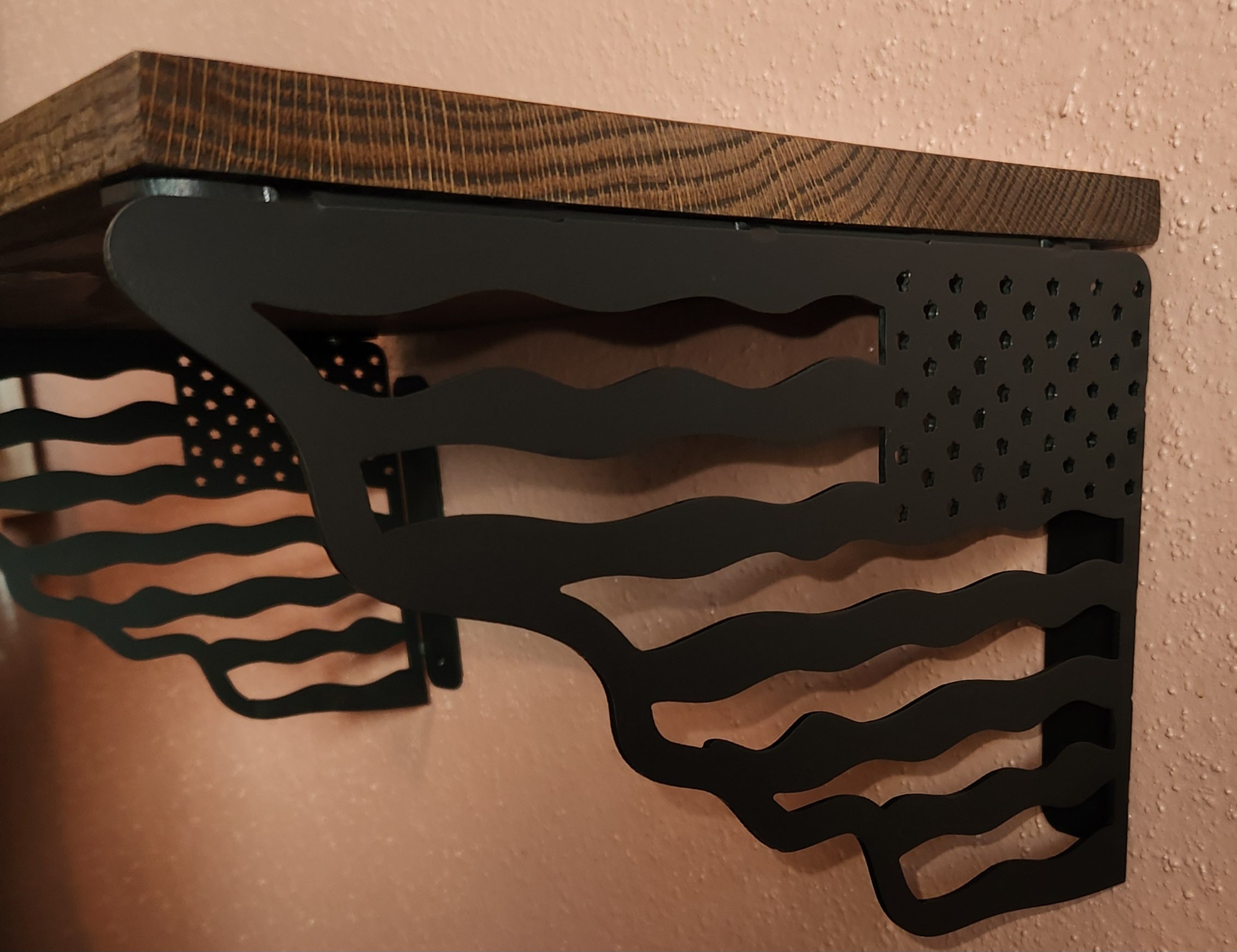Metal American Flag Brackets With Shelf Option - Etsy