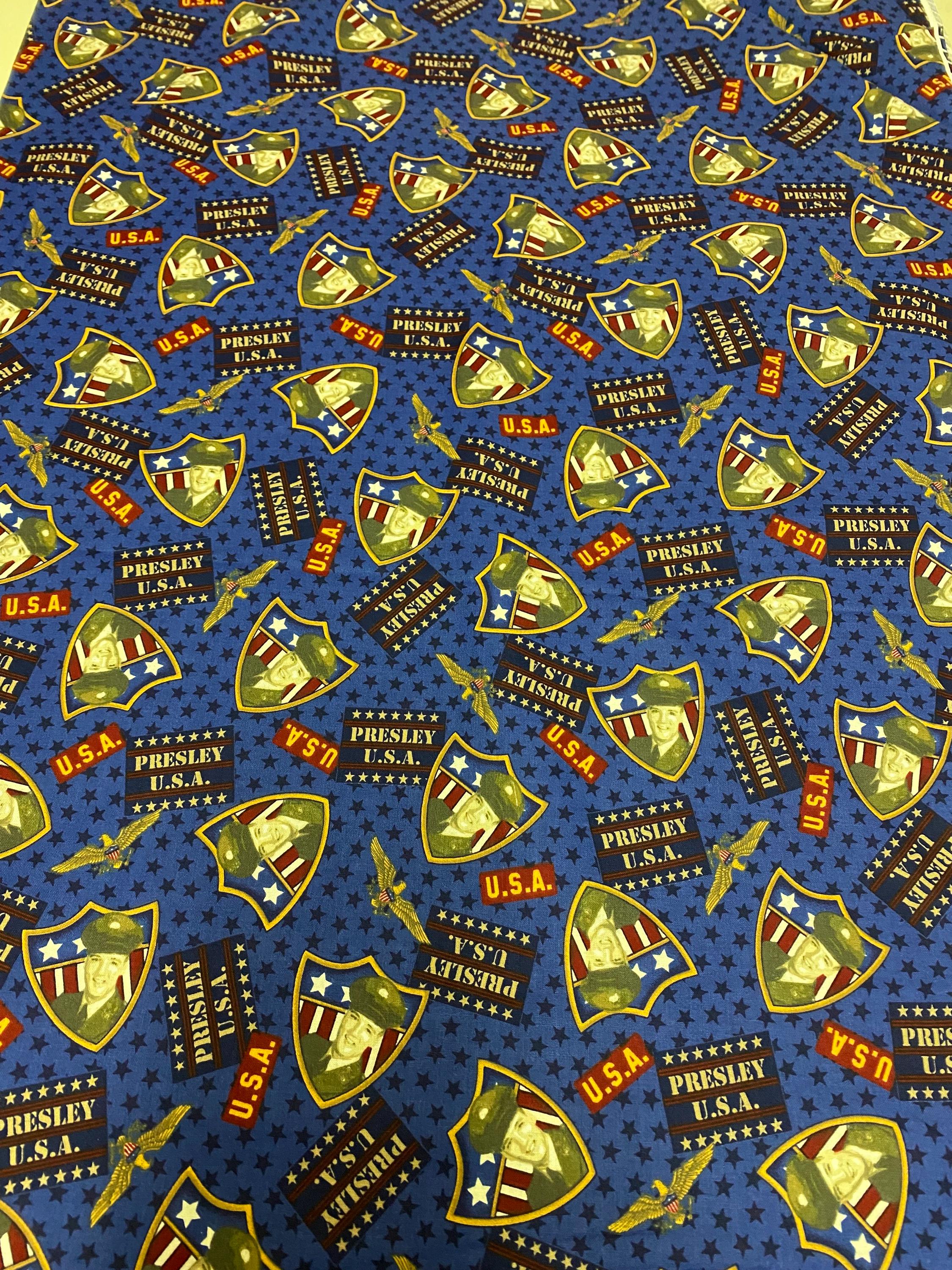 Elvis Presley Military Fabric.. Has Photo of Elvis in Uniform.. the ...