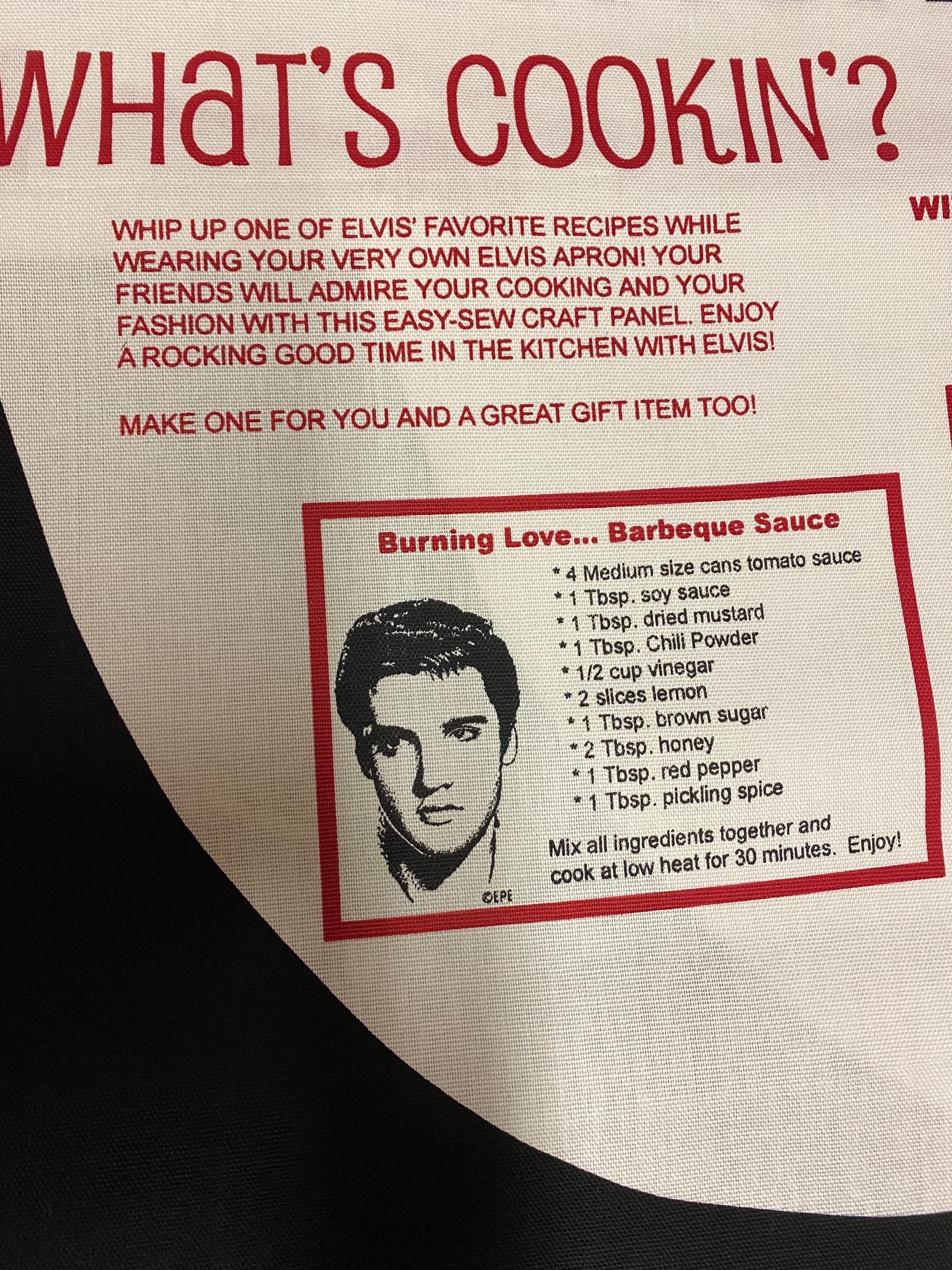 Elvis Presley Apron Panel With Instructions to Make Apron - Etsy