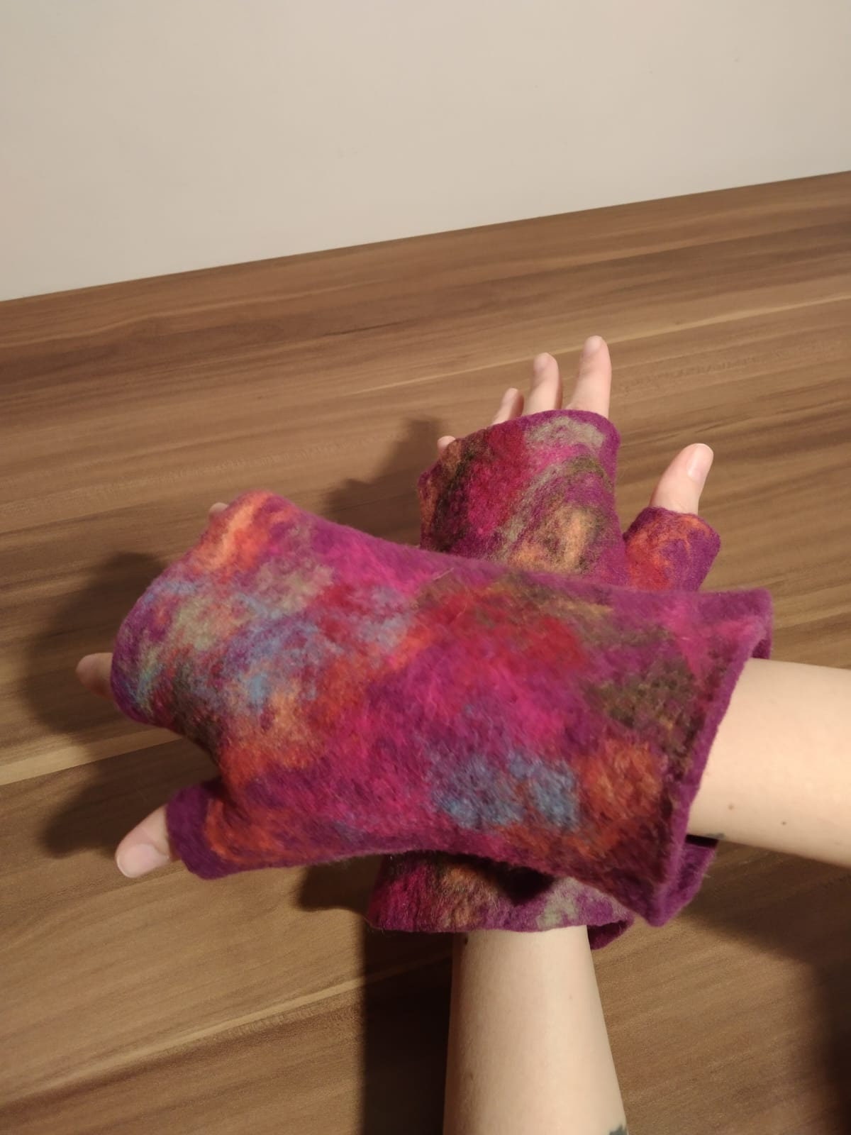 Felt Wool Mittens, Wool Mittens, Handmade Mittens, Fingerless Gloves ...