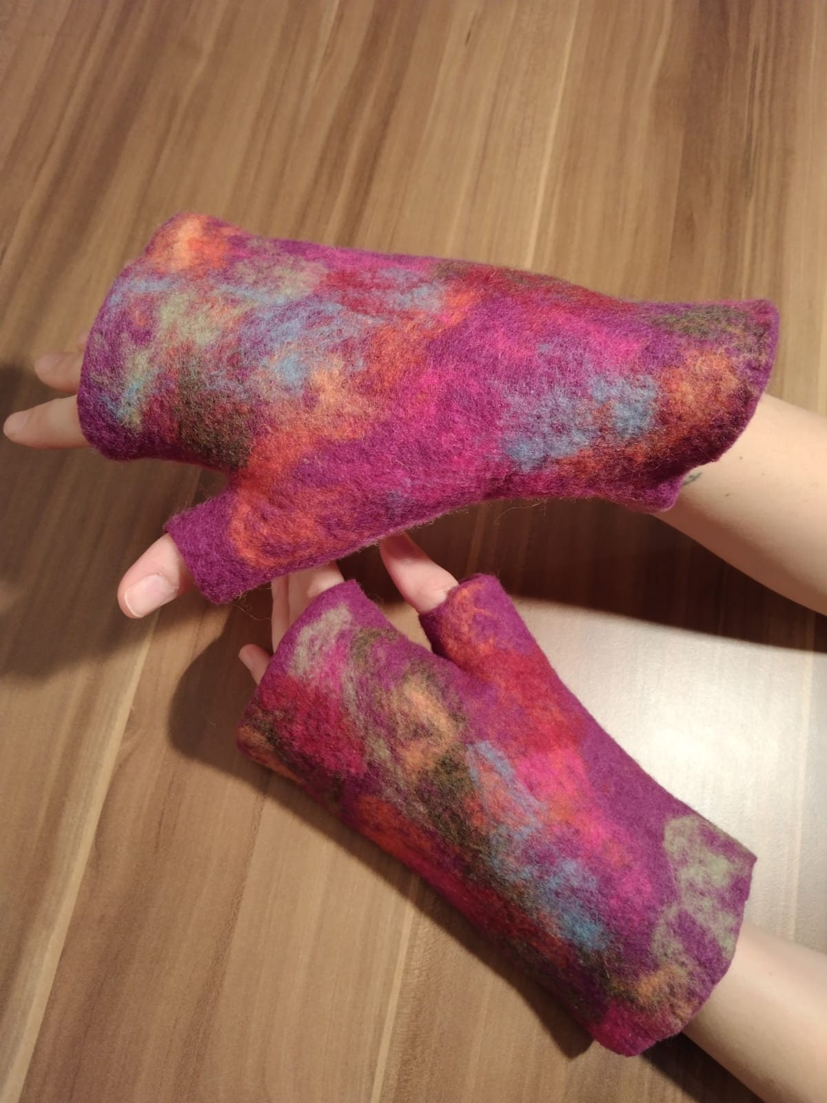 Felt Wool Mittens, Wool Mittens, Handmade Mittens, Fingerless Gloves ...