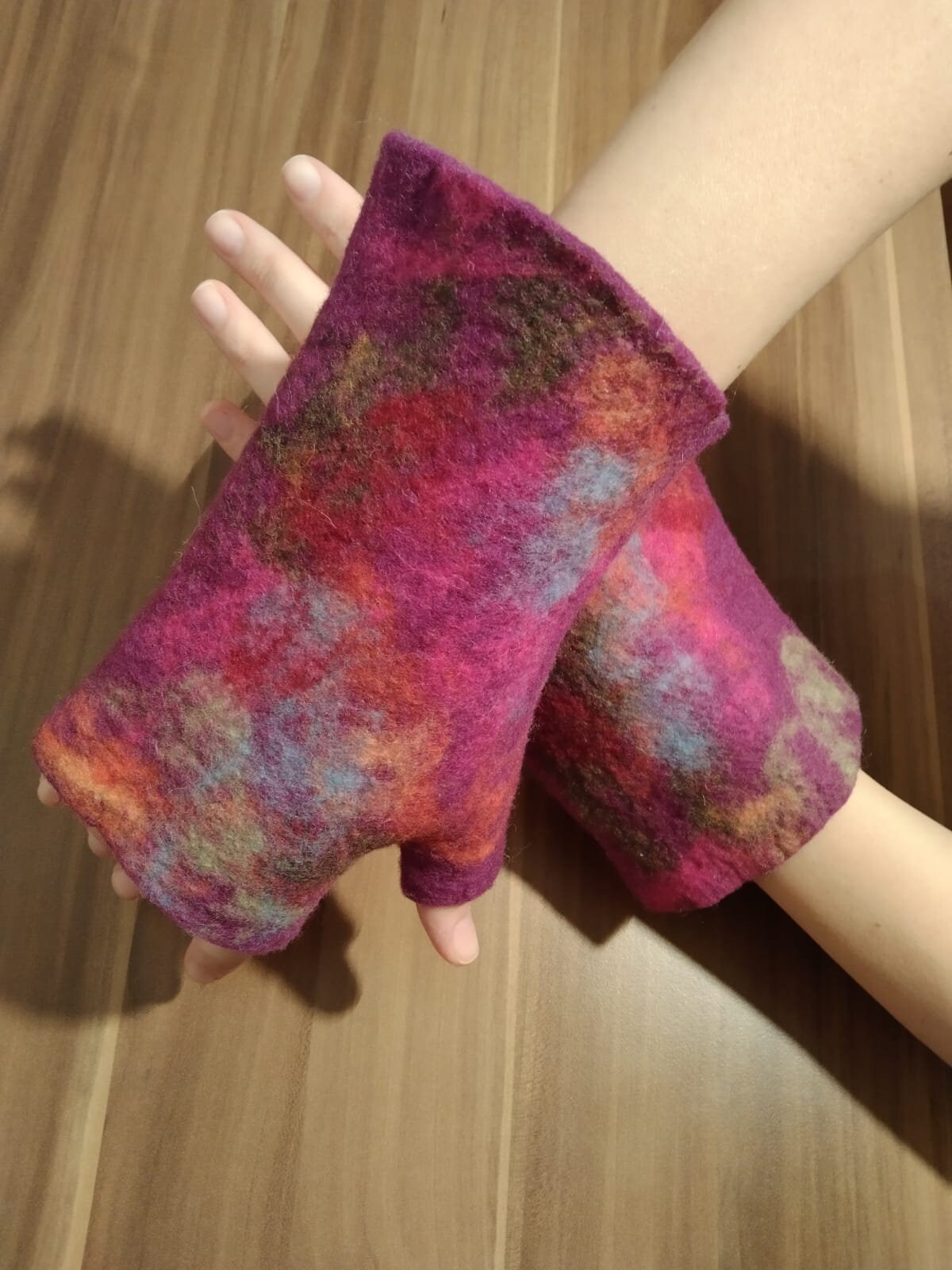 Felt Wool Mittens, Wool Mittens, Handmade Mittens, Fingerless Gloves ...