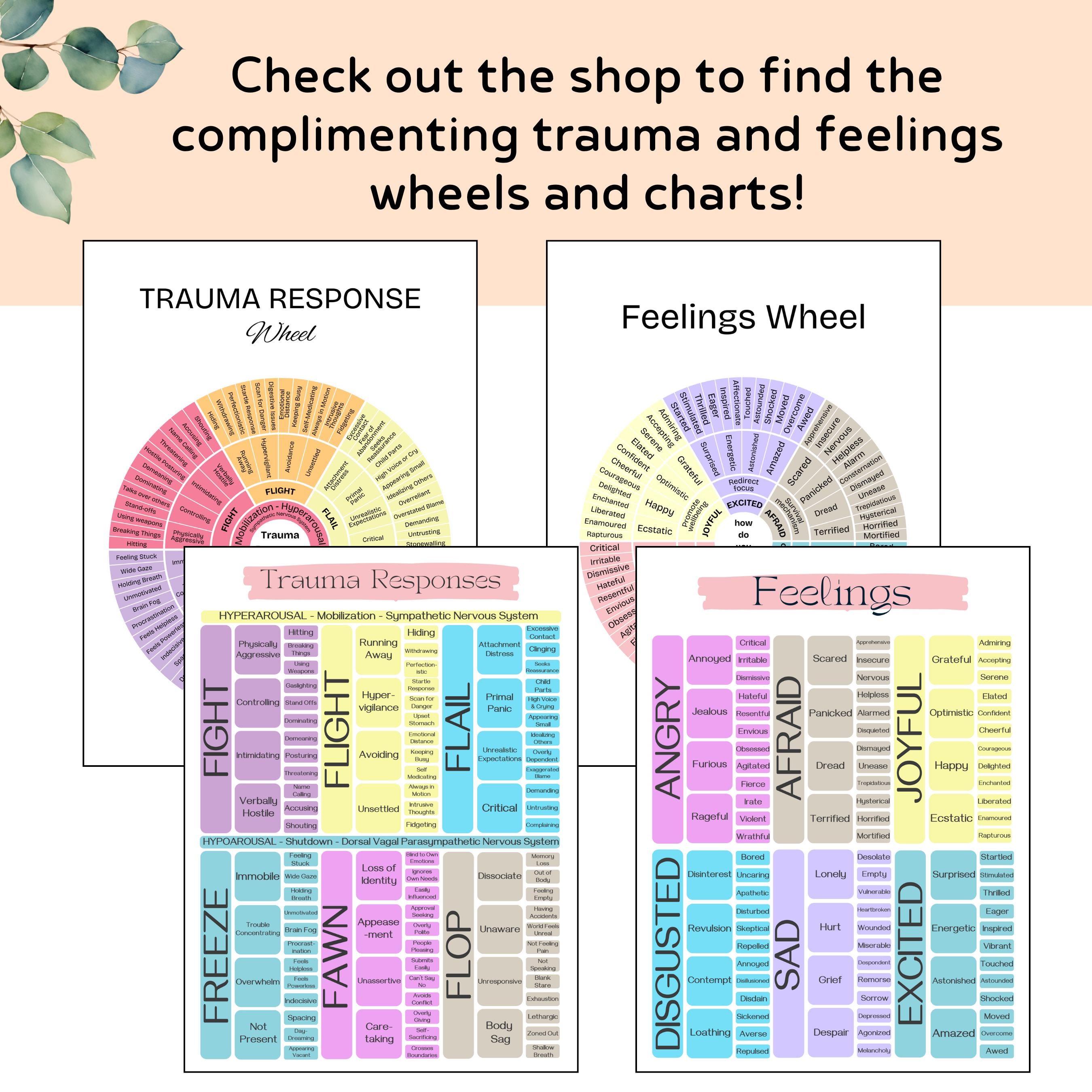 Feelings Wheel Poster: Emotions Chart, Therapy Tool (digital Download ...