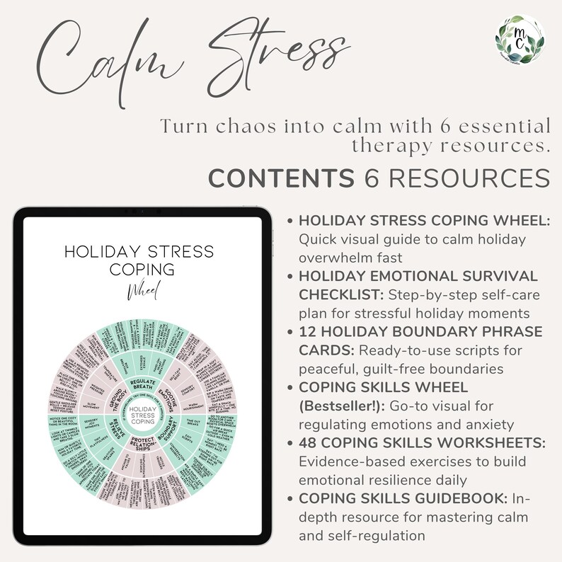 Holiday Therapy Worksheets Bundle | Coping Strategies, Boundaries ...