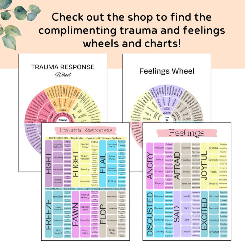 Trauma Response Behavior Wheel Rainbow, Feelings Wheel, Emotion Wheel ...