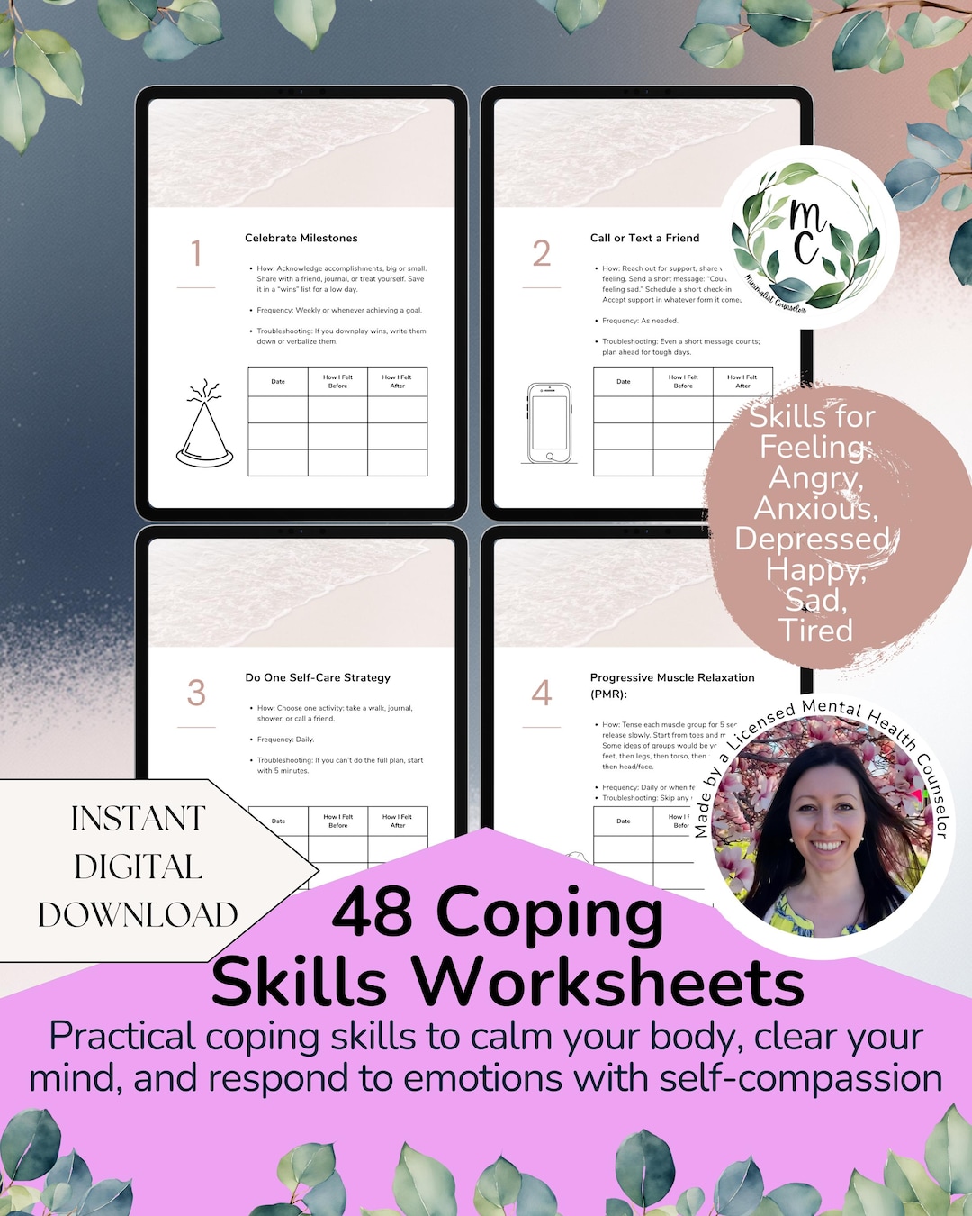Coping Skills Worksheets for Teens & Adults | Self Regulation ...