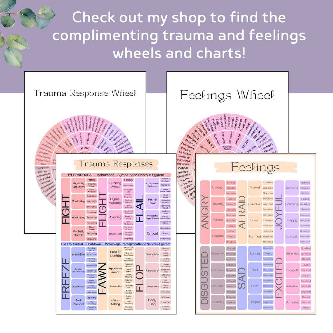 Feelings Wheel Poster: 102 Emotions, Help Understand the Function of ...