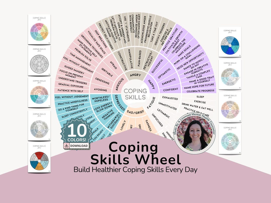 Coping Skills Wheel: Coping Strategies Printable Poster and Tool for ...