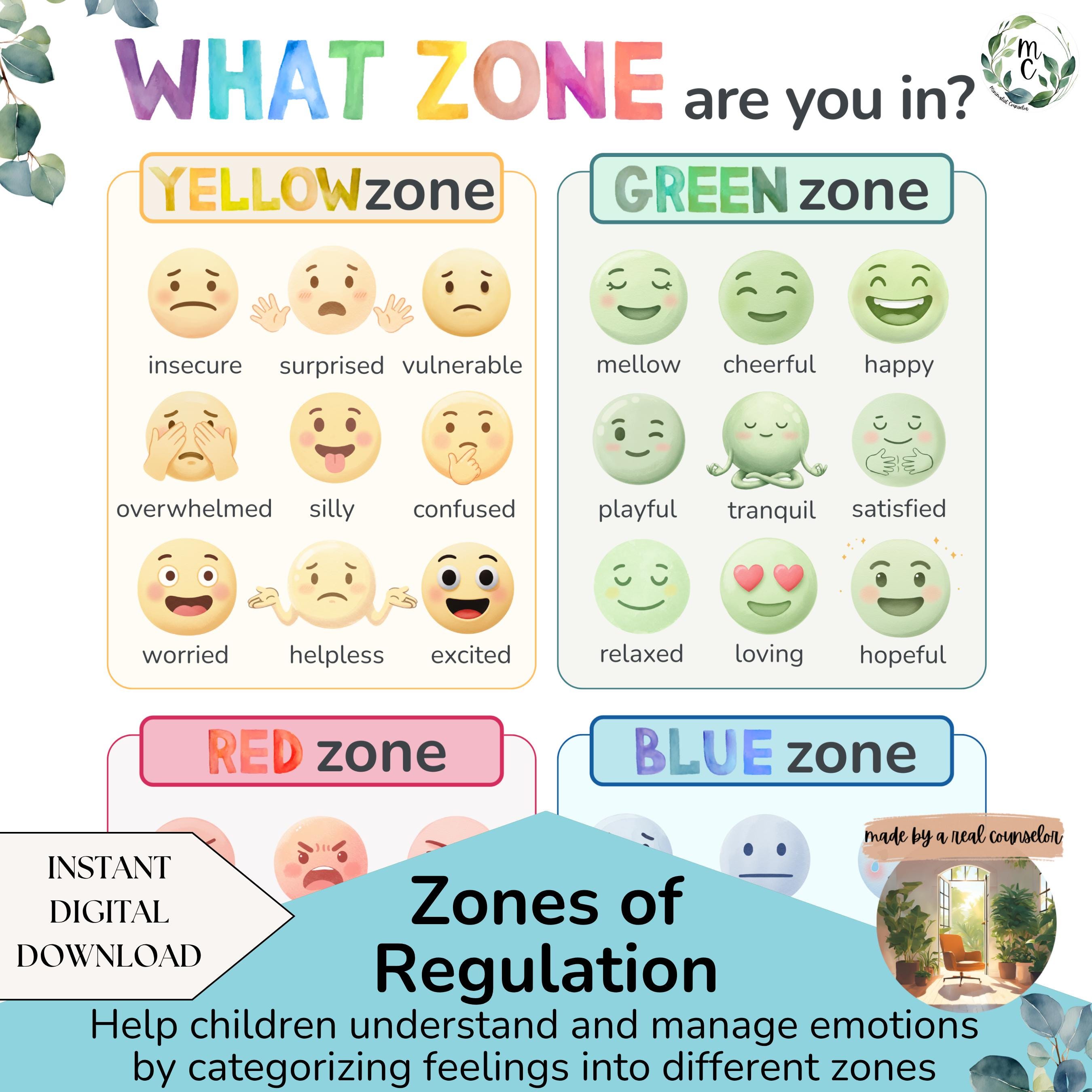 Zones of Regulation Poster: Feelings Thermometer, Calm Down Corner ...